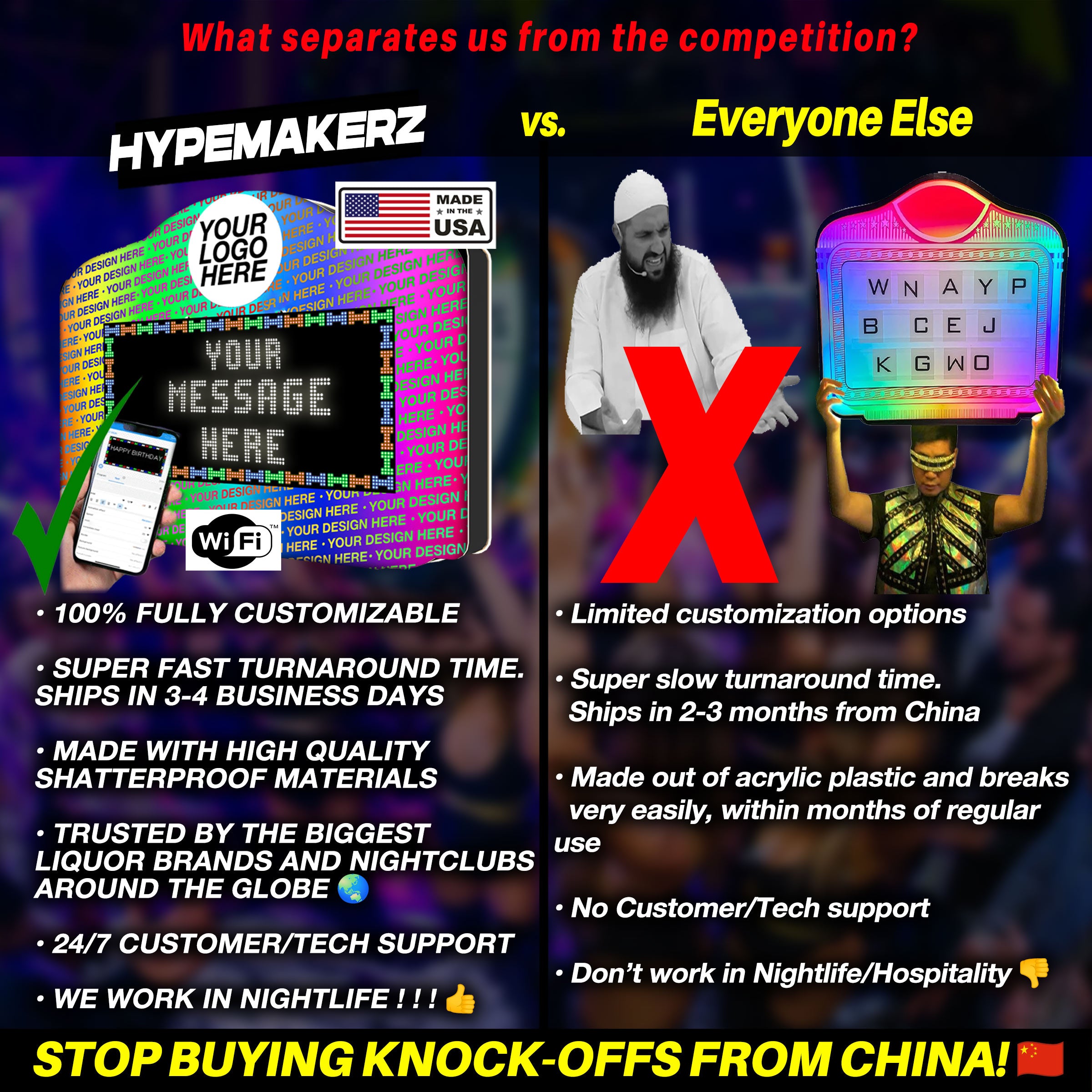 Bottle Service Signs for Nightclubs | Nightclub Signs – Hypemakerz